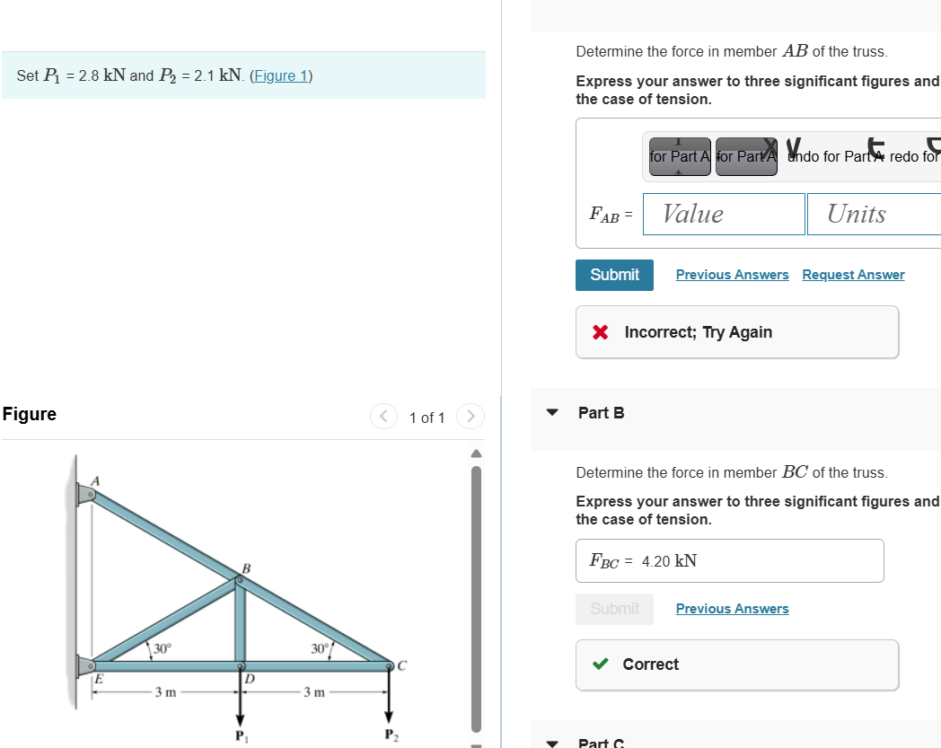 Solved Set P1=2.8kN ﻿and | Chegg.com