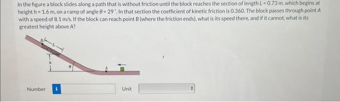Solved In the figure a block slides along a path that is | Chegg.com