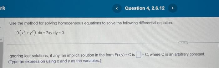 Solved Use the method for solving homogeneous equations to | Chegg.com