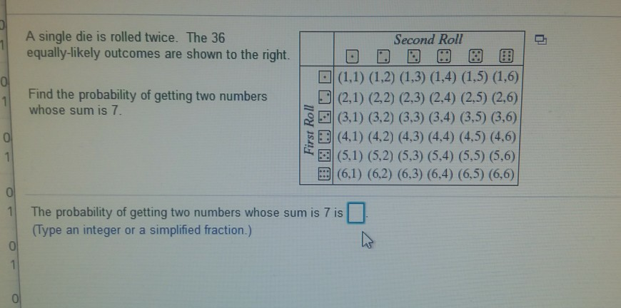 Solved A single die is rolled twice. The 36 equally-likely | Chegg.com