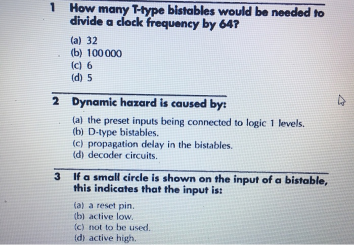Solved How many T-type bistables would be needed to divide a | Chegg.com