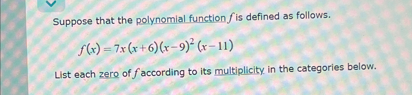 Solved Suppose that the polynomial function f ﻿is defined as | Chegg.com