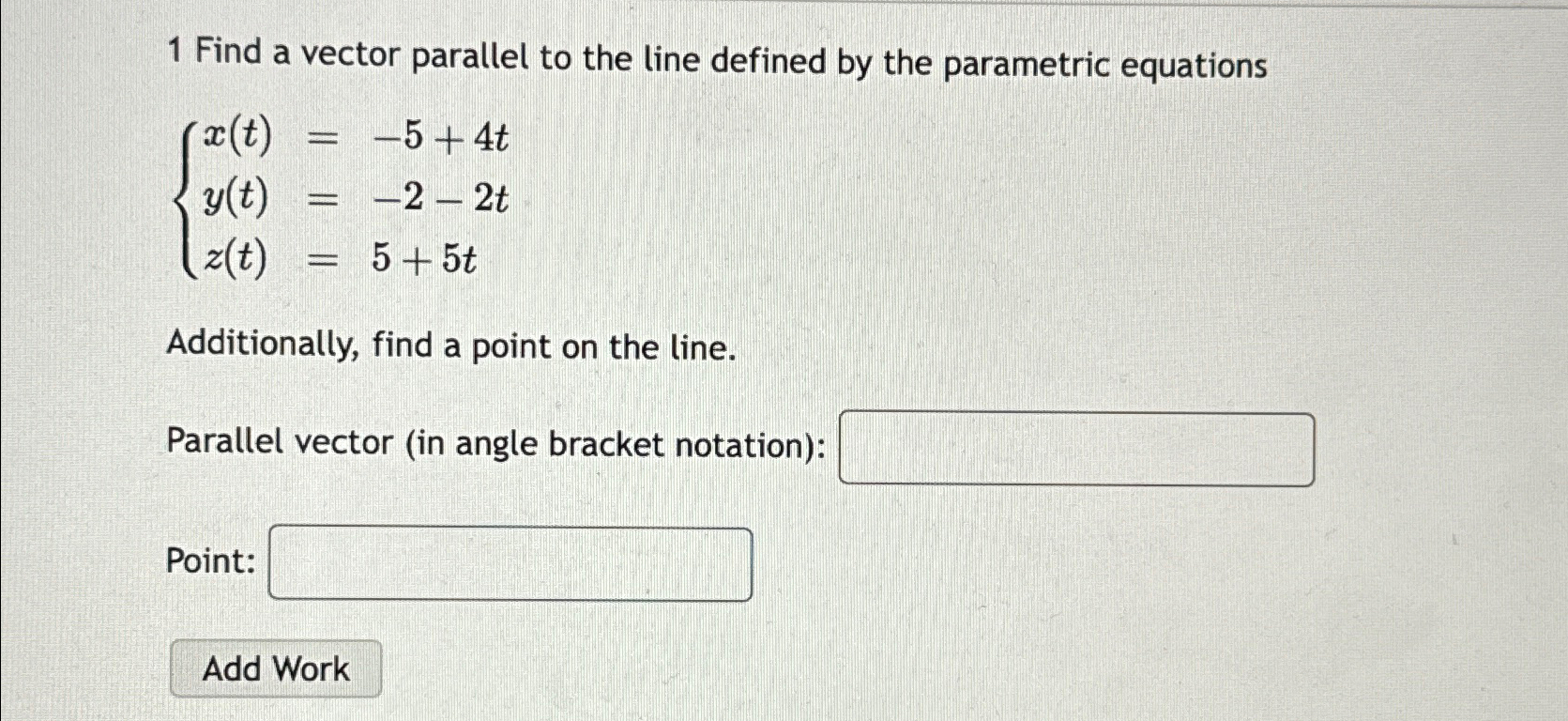 Solved 1 ﻿Find a vector parallel to the line defined by the | Chegg.com