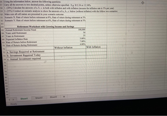 Solved 56 Using the information below, answer the following | Chegg.com