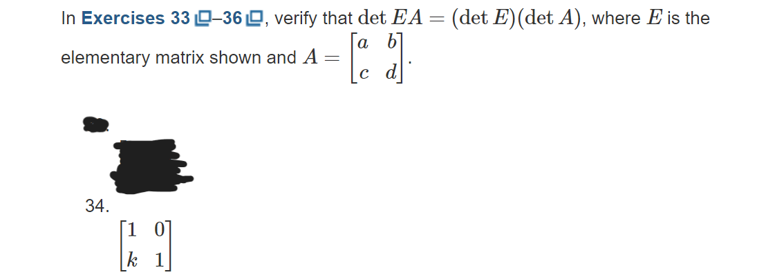 Solved In Exercises 33-36, ﻿verify that detEA=(detE)(detA), | Chegg.com