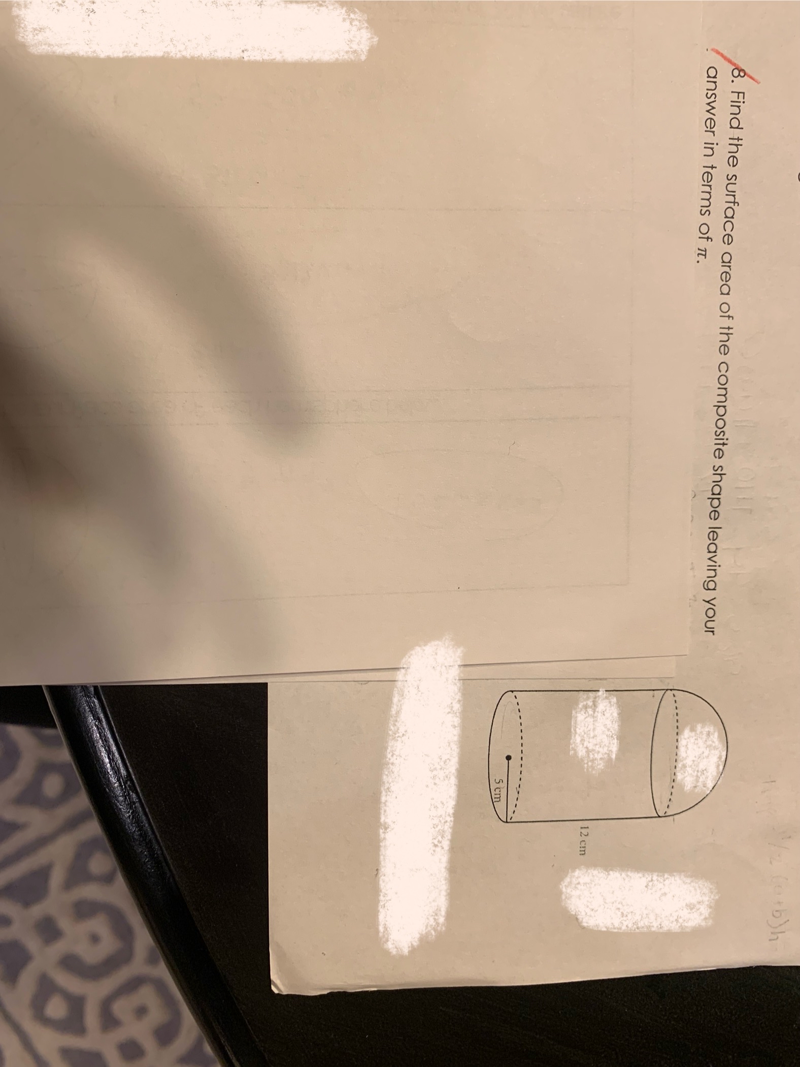 Solved Find the surface area of the composite shape leaving | Chegg.com