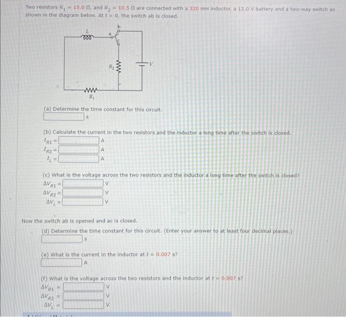 Solved Two resistors R1=15.0Ω, and R2=10.5Ω are connected | Chegg.com