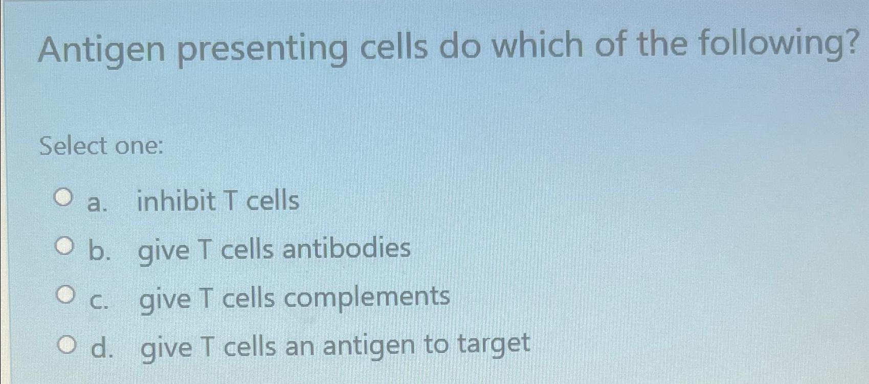 Solved Antigen presenting cells do which of the | Chegg.com