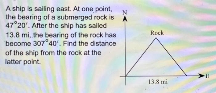 Solved A ship is sailing east. At one point, the bearing of | Chegg.com