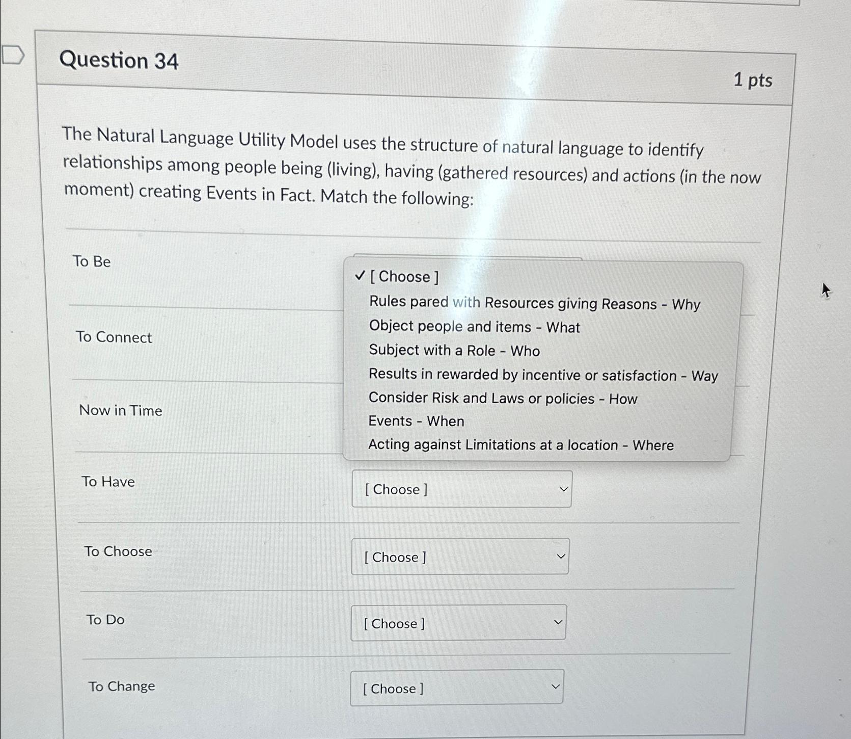 Solved Question 341 ﻿ptsThe Natural Language Utility Model | Chegg.com