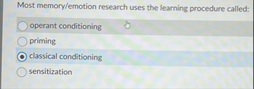 Solved Most memory/emotion research uses the learning | Chegg.com