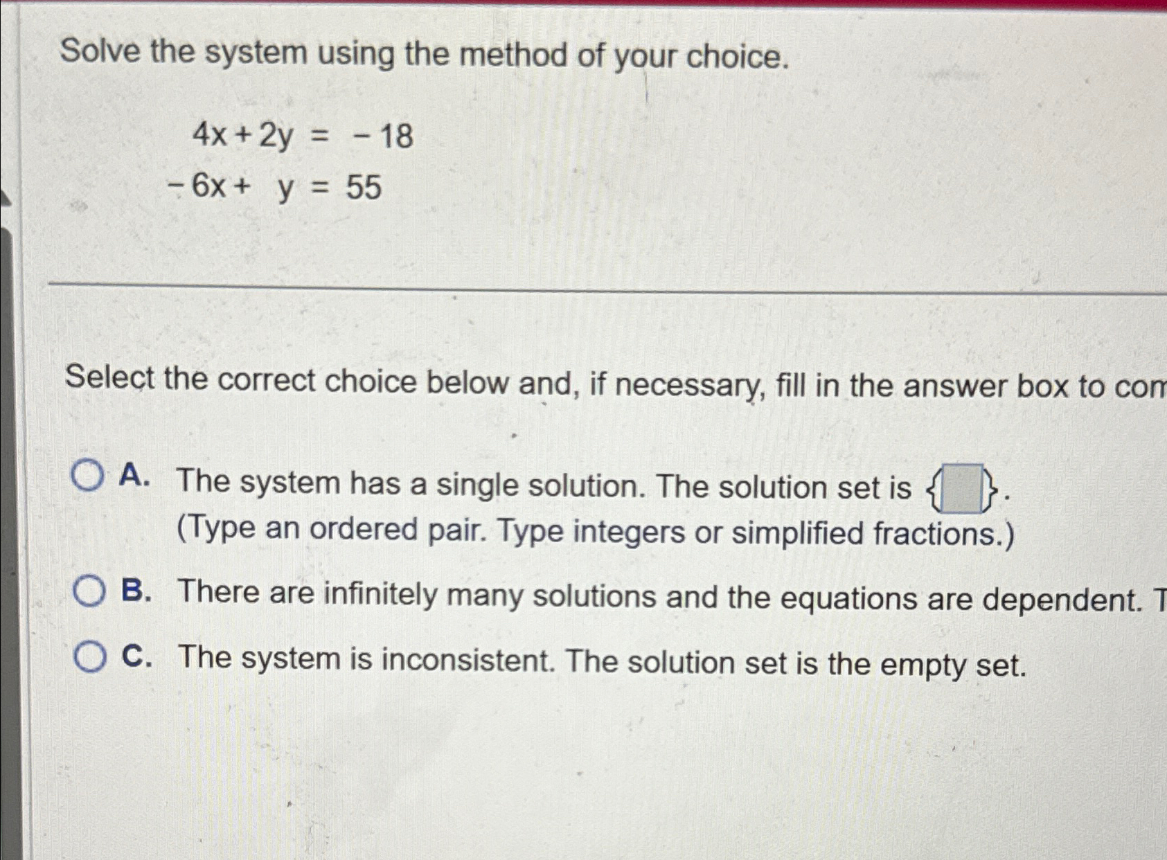 Solved Solve the system using the method of your | Chegg.com