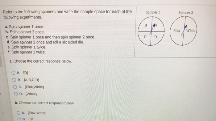 Solved Refer to the following spinners and write the sample | Chegg.com