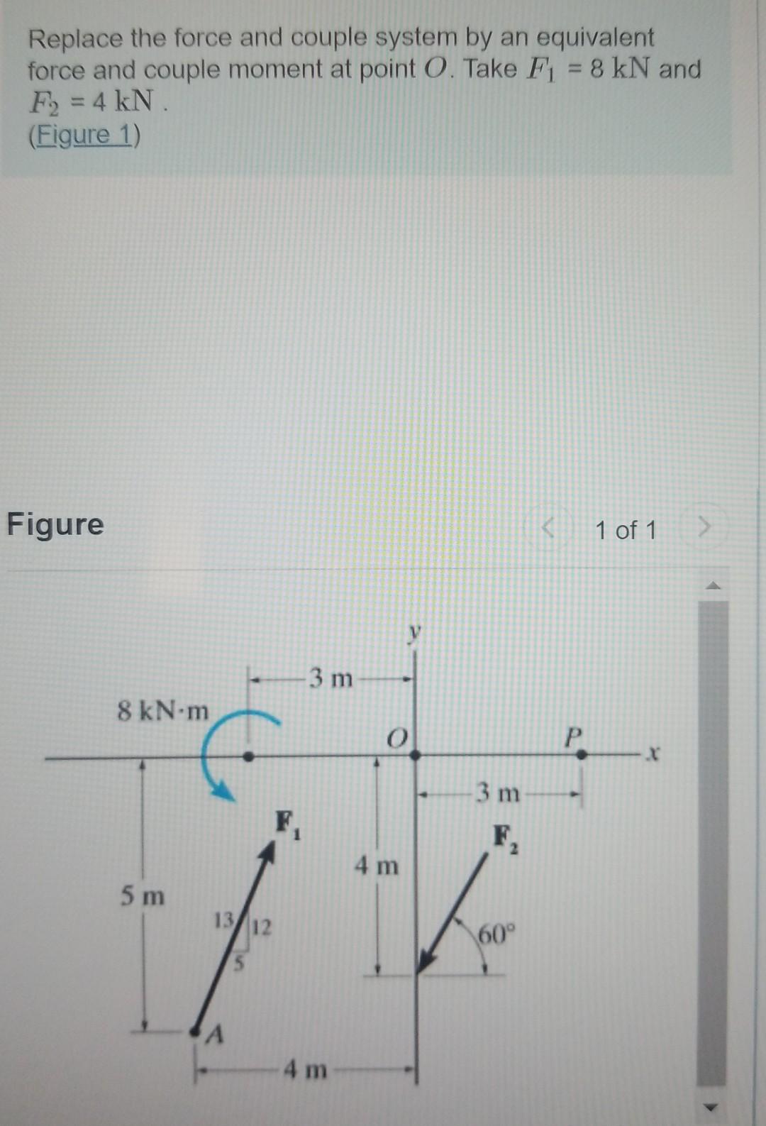 Solved Replace the force and couple system by an equivalent | Chegg.com