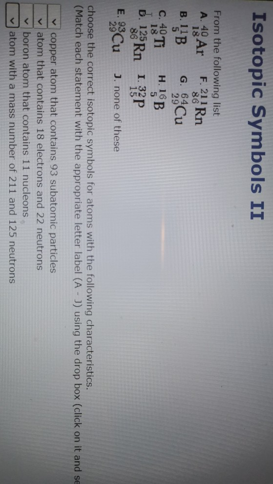 Solved Isotopic Symbols II From the following list A. 4. Ar | Chegg.com