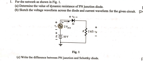 Solved For the network as shown in Fig. 1.(a) ﻿Determine the | Chegg.com