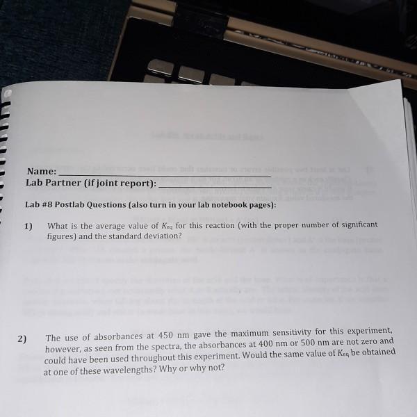 Solved Name: Lab Partner (if joint report): Lab #8 Postlab | Chegg.com