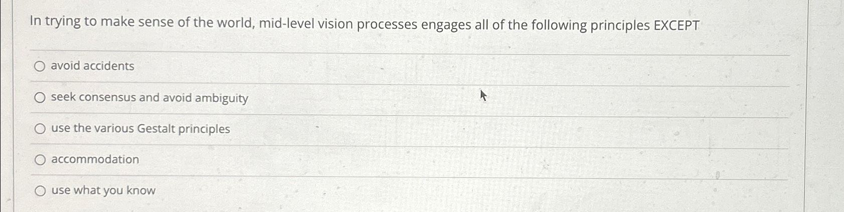 Solved In trying to make sense of the world, mid-level | Chegg.com