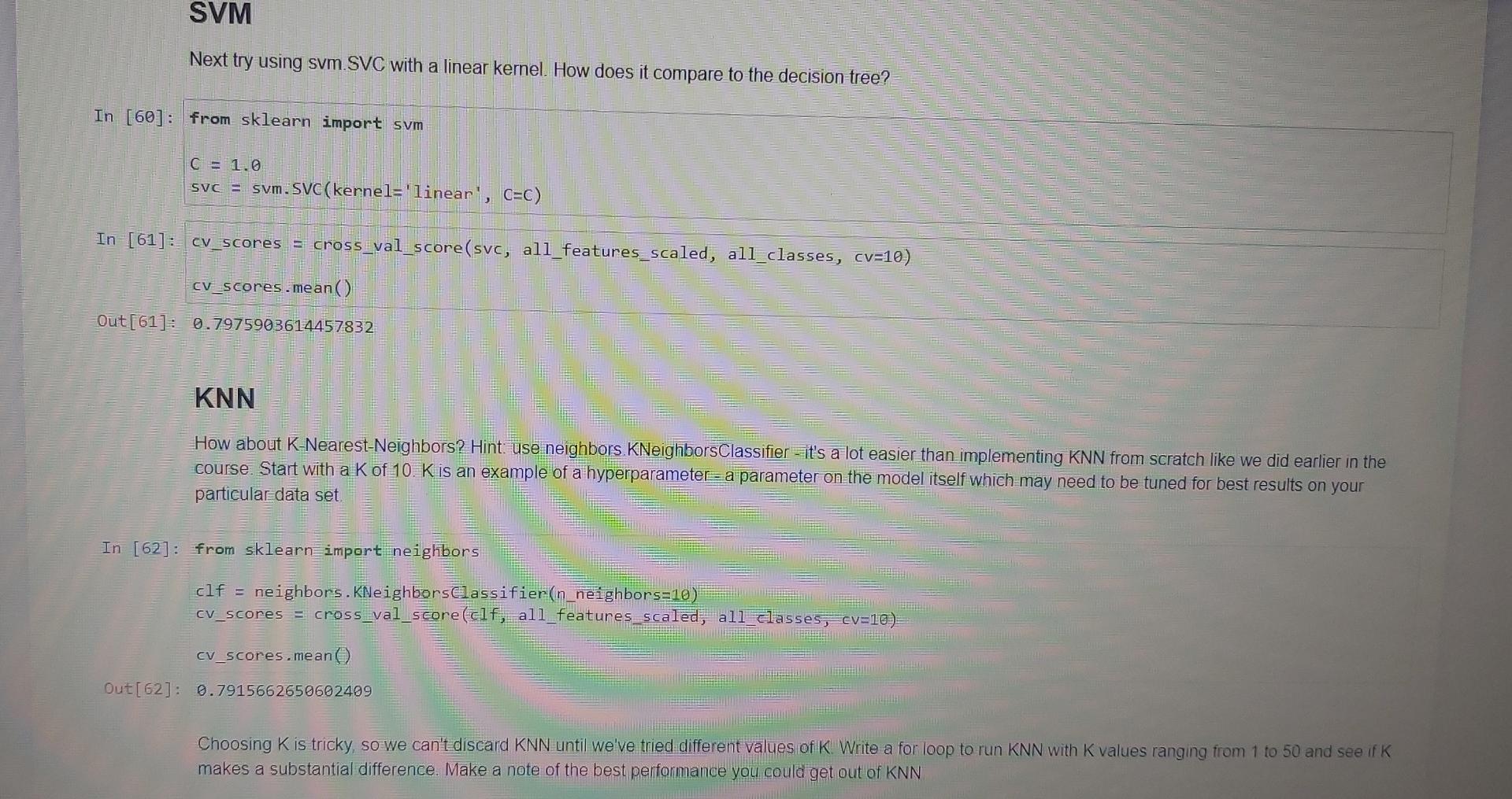 Solved SVM Next try using svm SVC with a linear kernel. How | Chegg.com