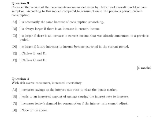 Solved Question 3 Consider the version of the | Chegg.com