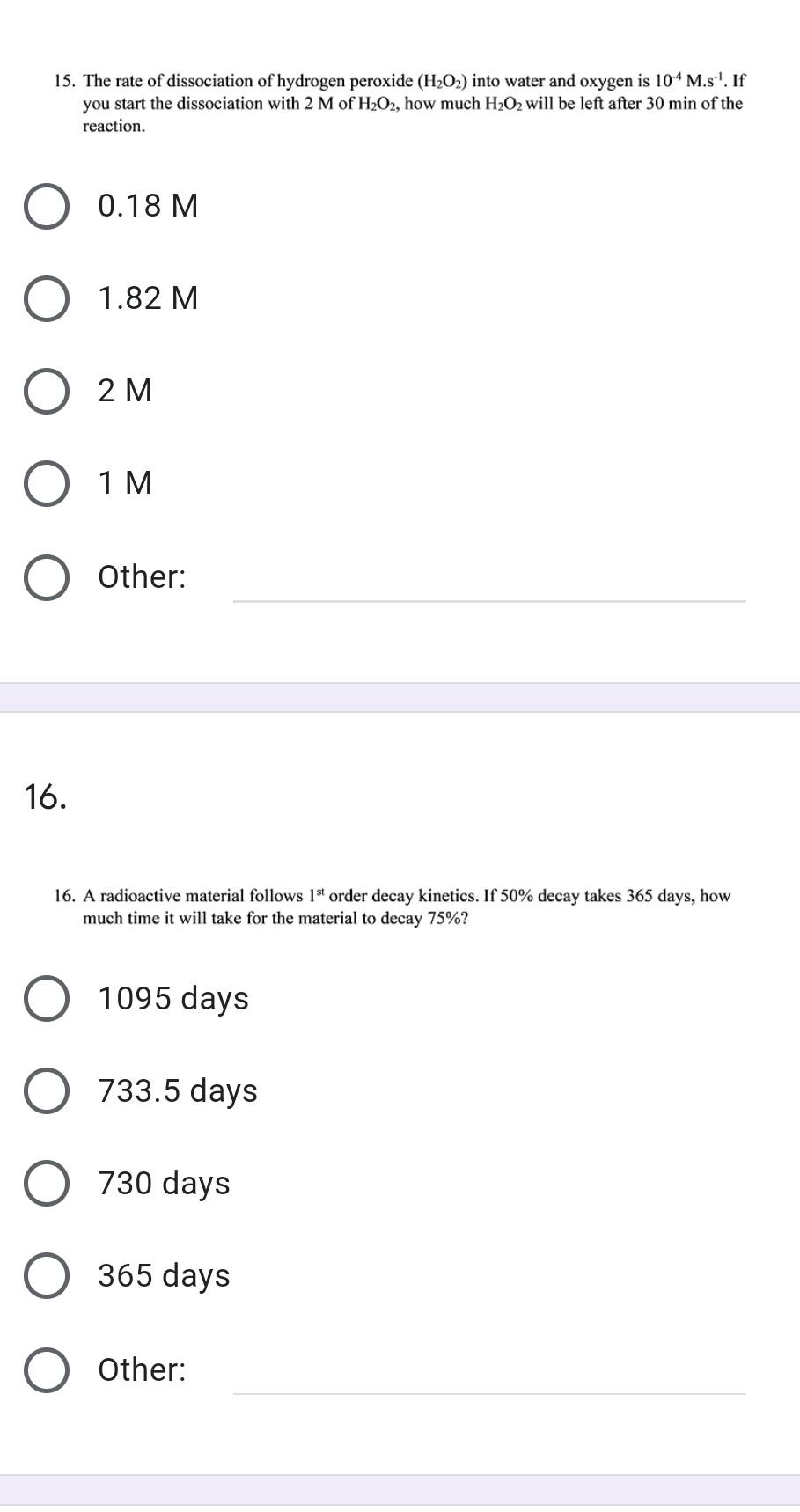Solved 15. The rate of dissociation of hydrogen peroxide | Chegg.com