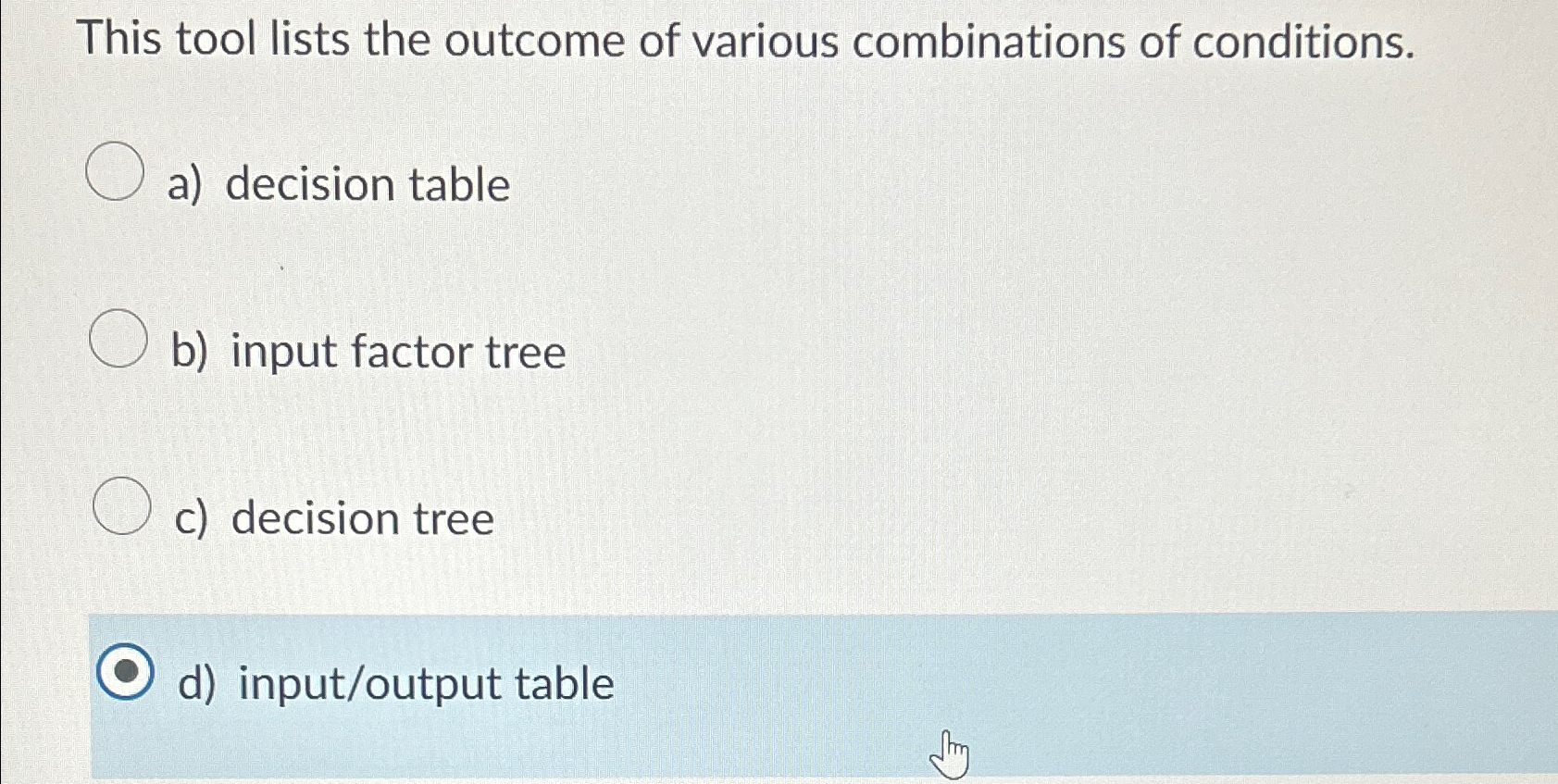Solved This tool lists the outcome of various combinations | Chegg.com