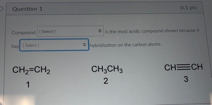 Solved 1. Compound (#?) is the most acidic compound shown | Chegg.com