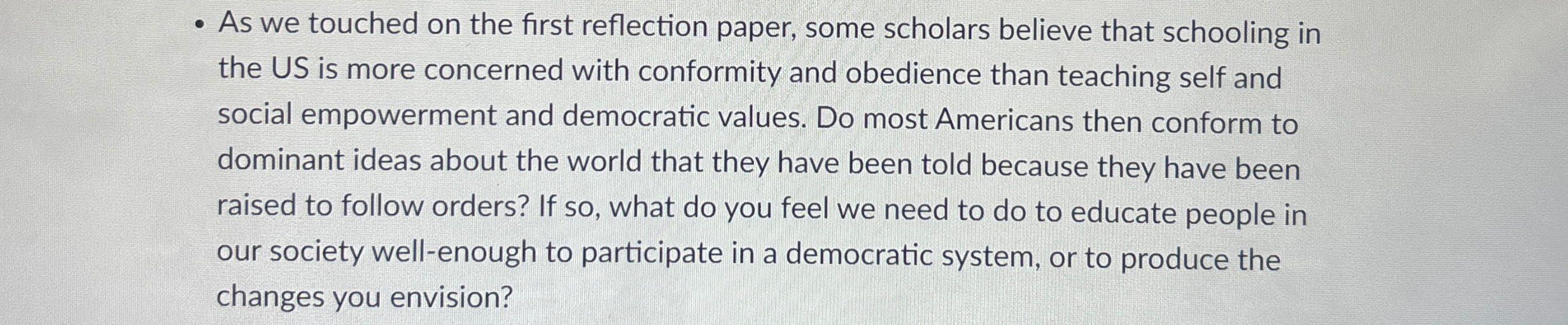 Solved As we touched on the first reflection paper, some | Chegg.com