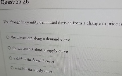 Solved Question 28The change in quantity demanded derived | Chegg.com