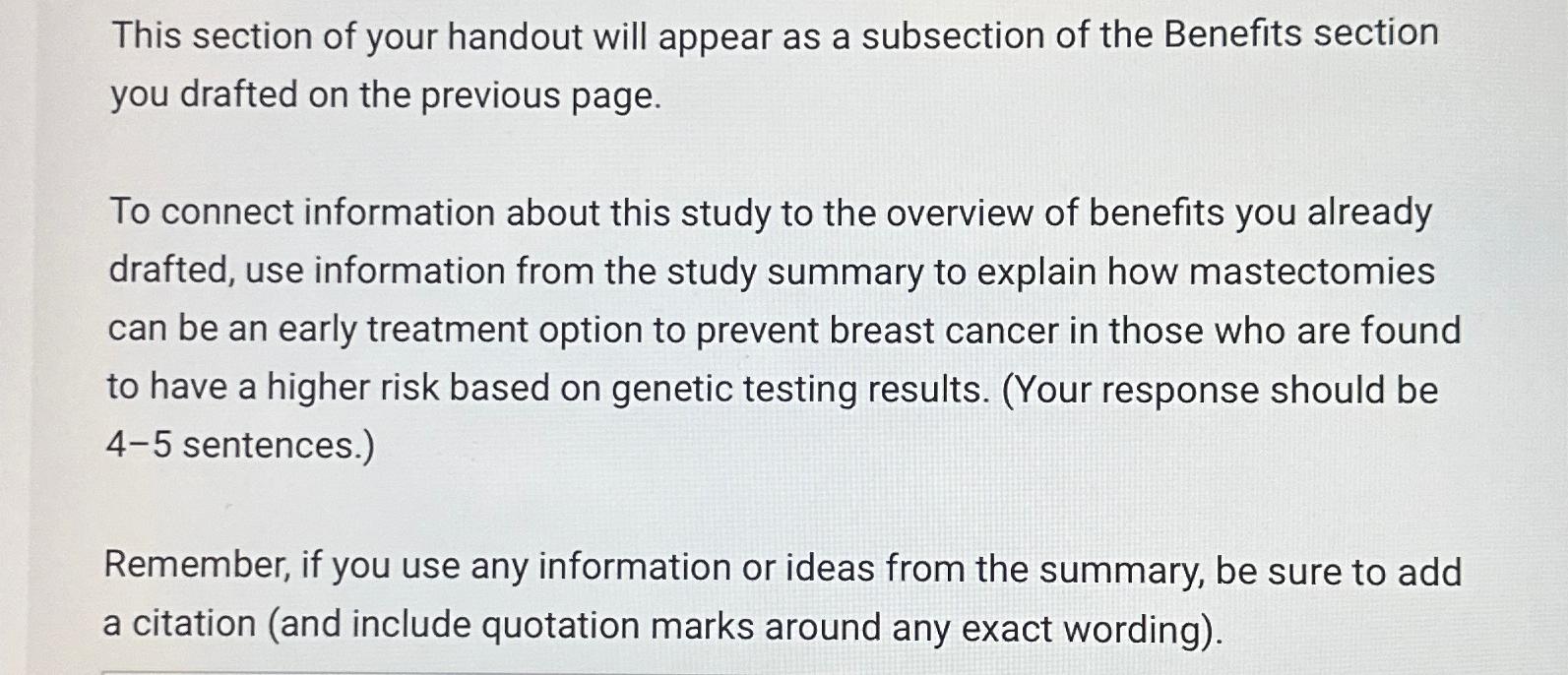 Solved This section of your handout will appear as a | Chegg.com
