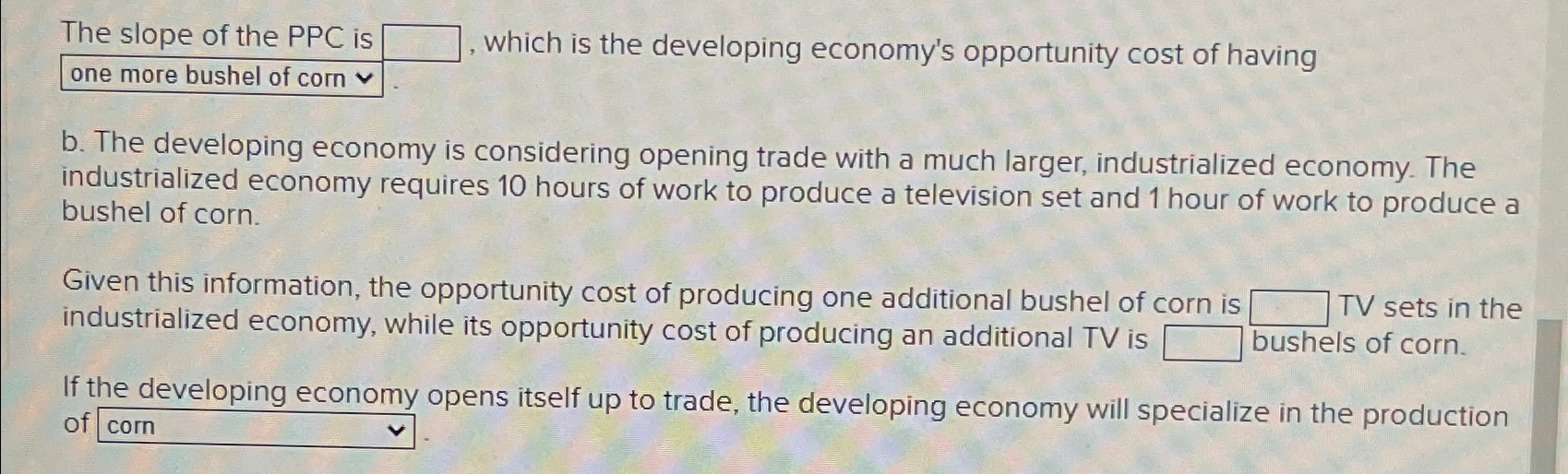 Solved The slope of the PPC is , ﻿which is the developing | Chegg.com