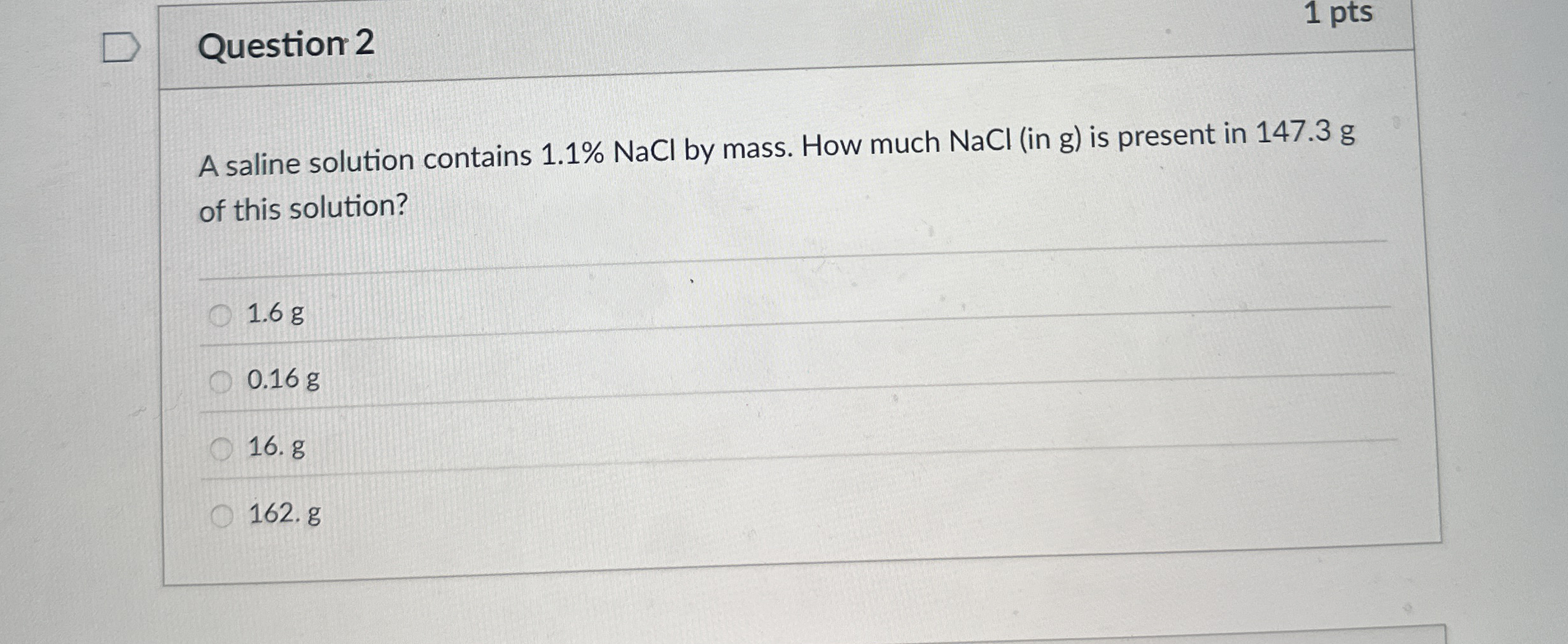 Solved Question 21 ﻿ptsA saline solution contains 1.1%NaCl | Chegg.com