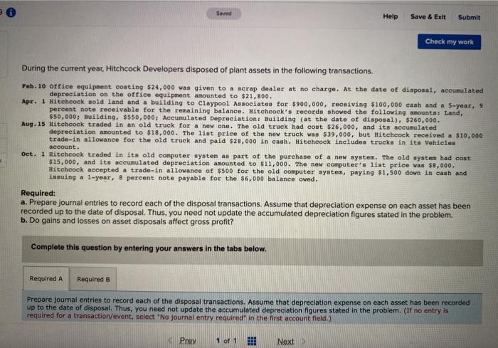 Solved Saved Help Save & Exit Submit Check my work During | Chegg.com