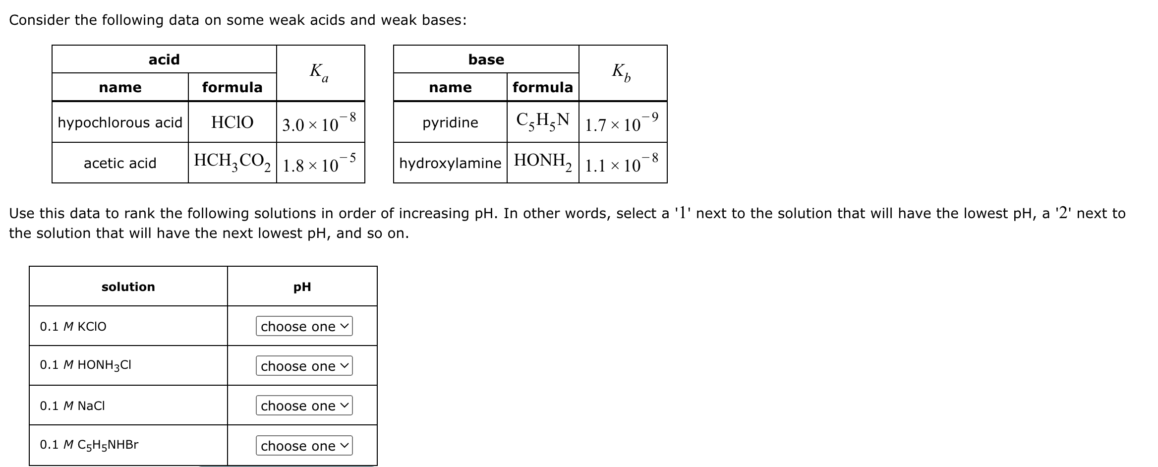 Solved Consider the following data on some weak acids and | Chegg.com