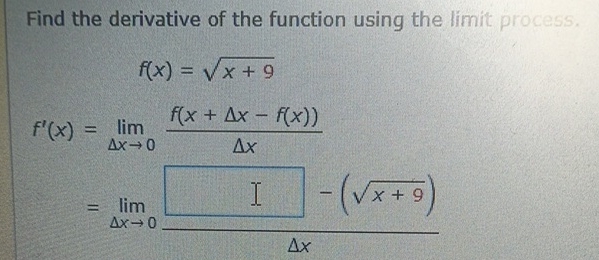 Solved Find the derivative of the function using the limit | Chegg.com