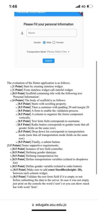 Solved You are about to design a flutter application that | Chegg.com