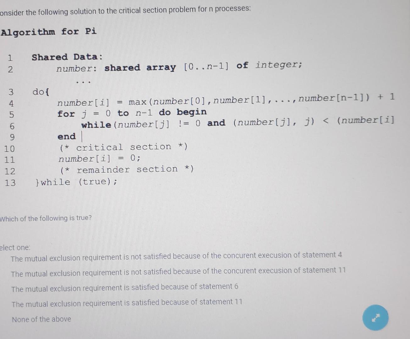 Solved onsider the following solution to the critical | Chegg.com