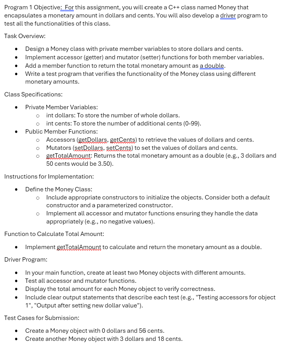 Solved Program 1 ﻿Objective: For this assignment, you will | Chegg.com