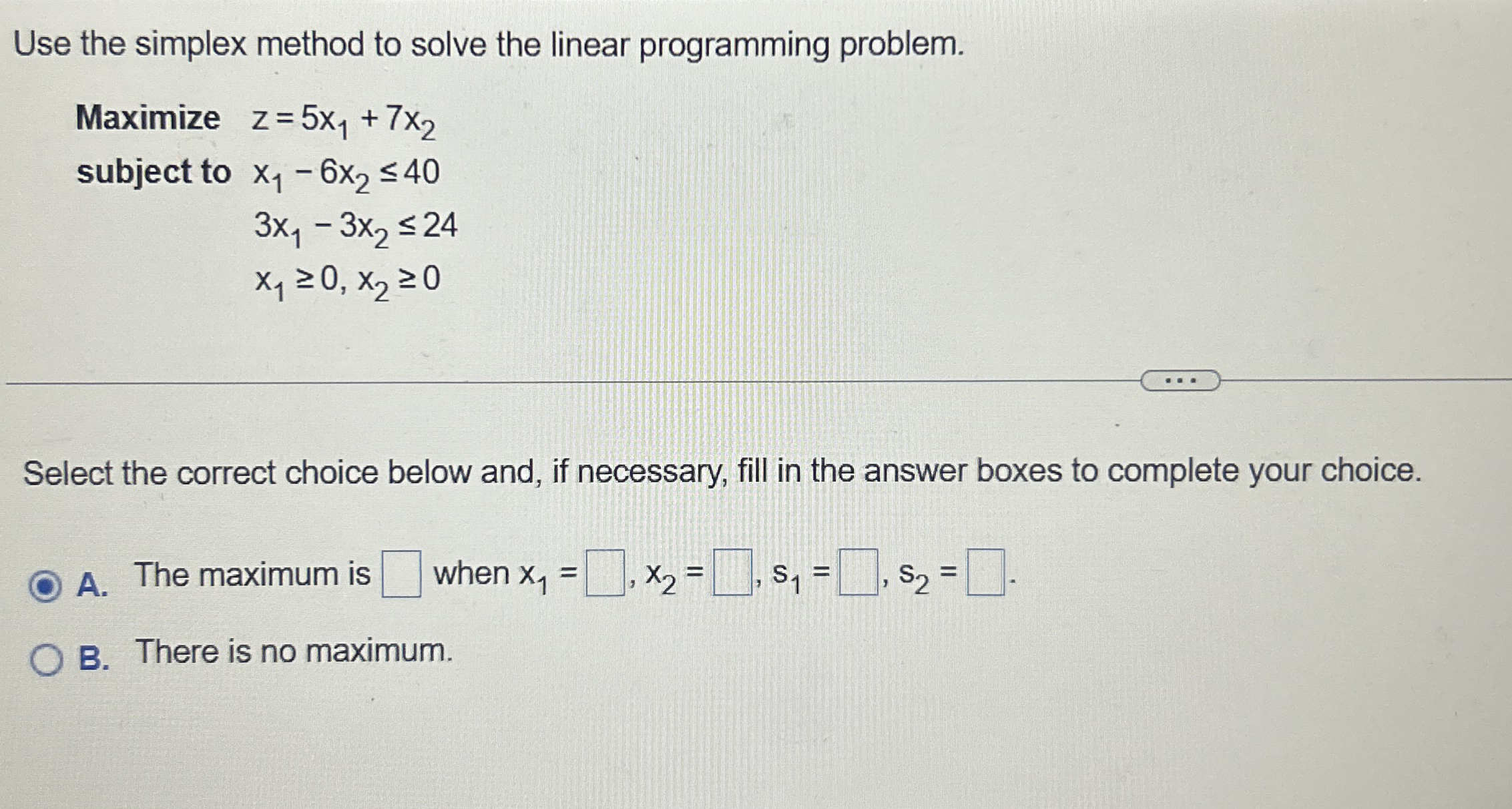 Use the simplex method to solve the linear | Chegg.com