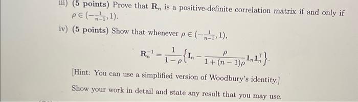 Solved (Q2) Fix ρ∈[−1,1] and define an n×n Toeplitz matrix | Chegg.com