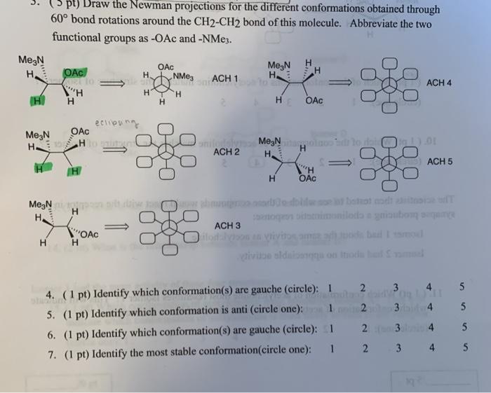 Solved pt) Draw the Newman projections for the different | Chegg.com