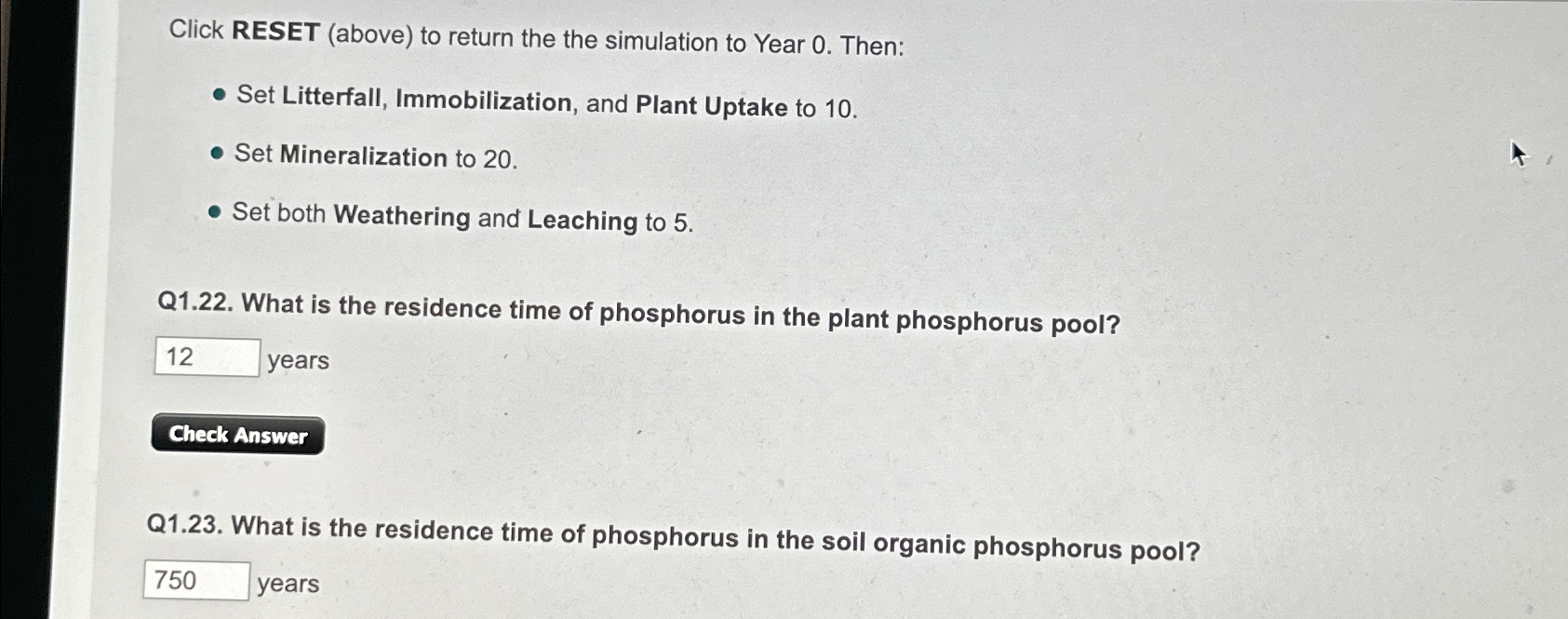 Solved Click RESET (above) ﻿to return the the simulation to | Chegg.com