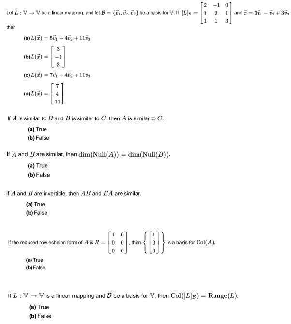 Let L:V→V ﻿be a linear mapping, and let | Chegg.com