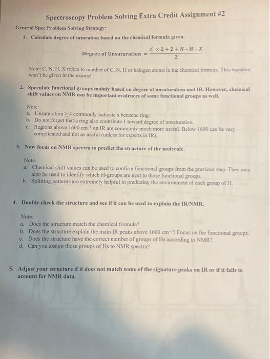 Solved Spectroscopy Problem Solving Extra Credit Assignment | Chegg.com Solved Spectroscopy Problem Solving Extra Credit Assignment | Chegg.com