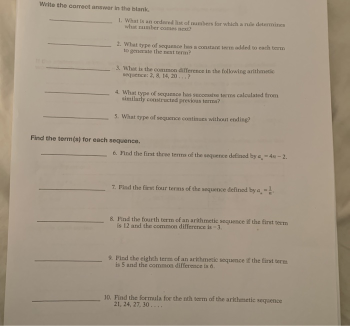 Solved Write the correct answer in the blank. 1. What is an | Chegg.com