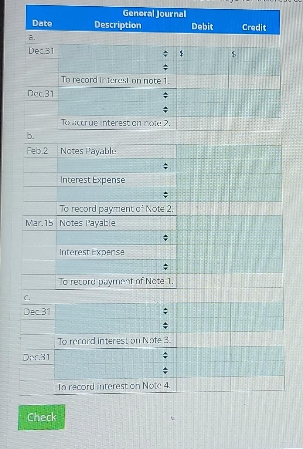 Solved Adjusting Entries for Interest notes are described | Chegg.com