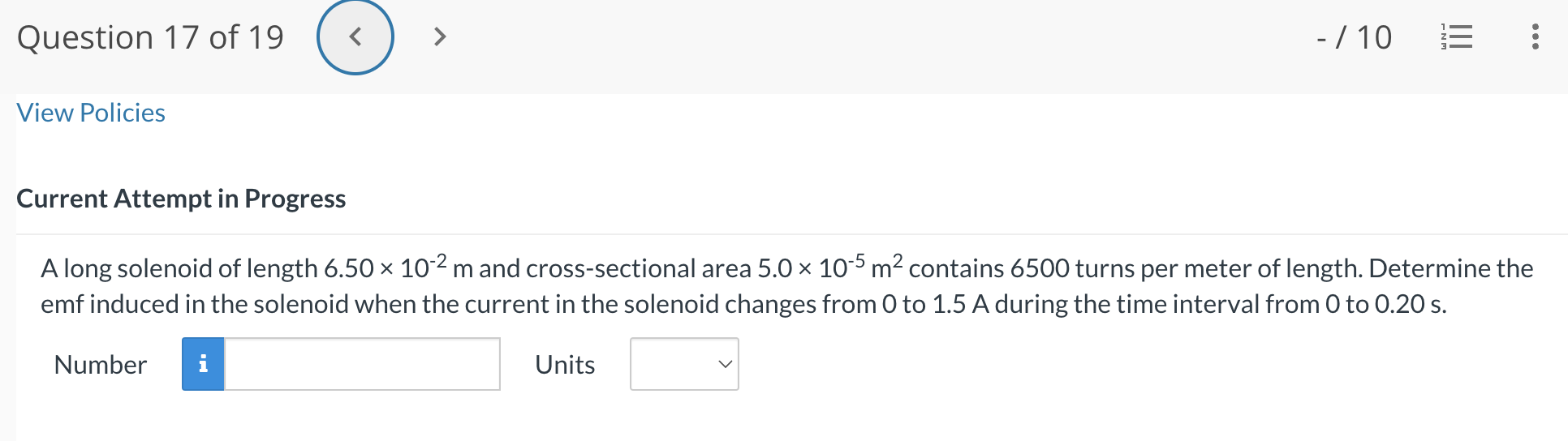 Solved Current Attempt in ProgressA long solenoid of length | Chegg.com