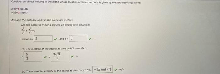 Solved Consider An Object Moving In The Plane Whose Location