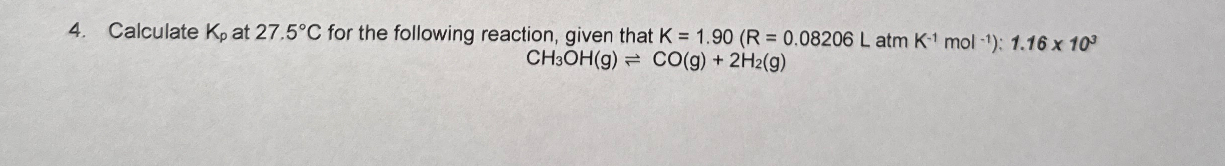 Calculate Kp ﻿at 27.5°C ﻿for the following reaction, | Chegg.com