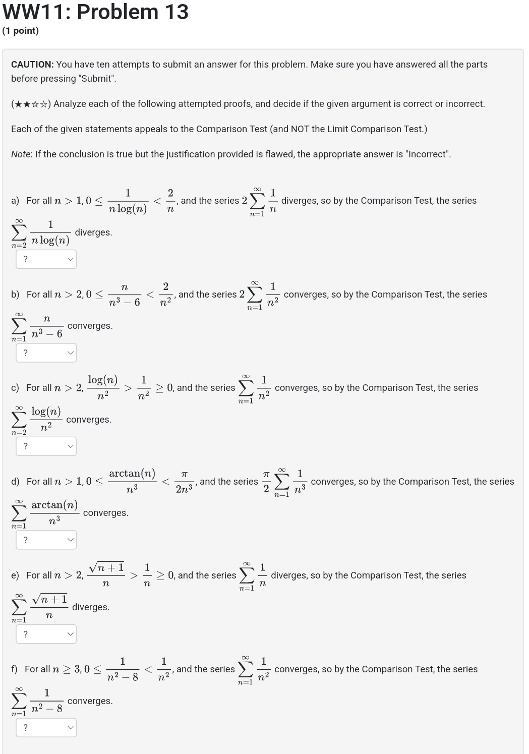 Solved WW11: Problem 13(1 ﻿point)CAUTION: You have ten | Chegg.com